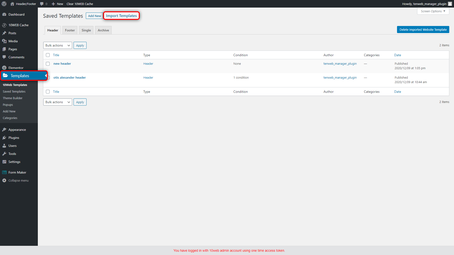 How to Create, Edit, Apply & Import Header/Footer Templates – 10Web ...