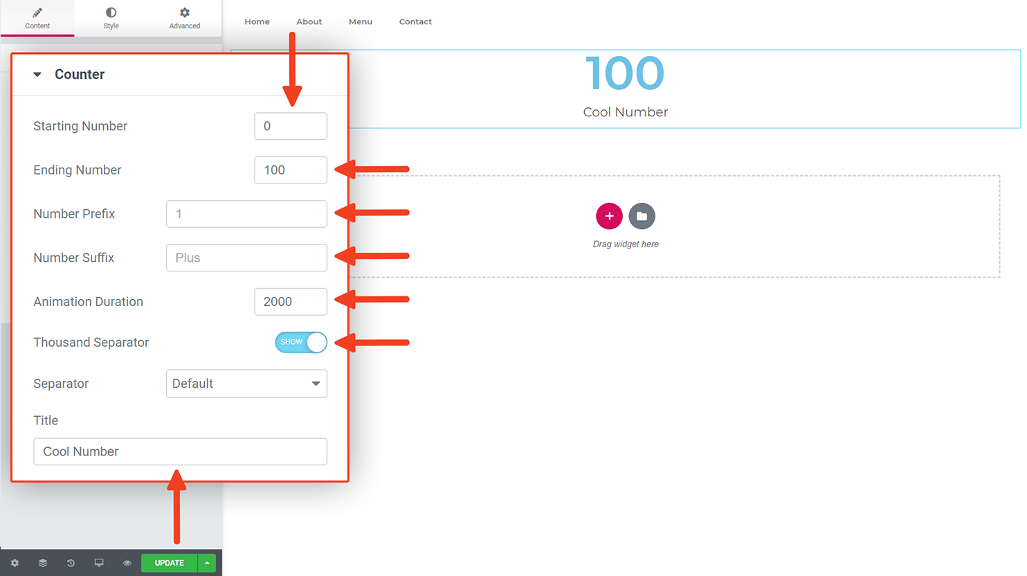 Counter Widget – 10Web Help Center